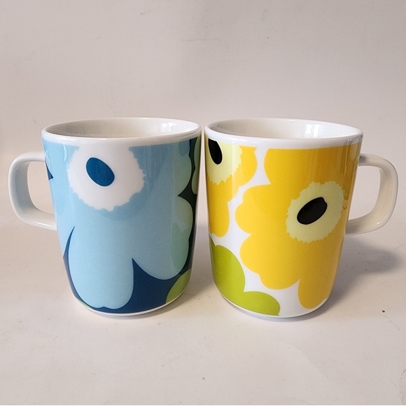 Dining | Marimekko Mug Pair Cup 25ml Tableware 2 Set Unikko Lime Yellow ...